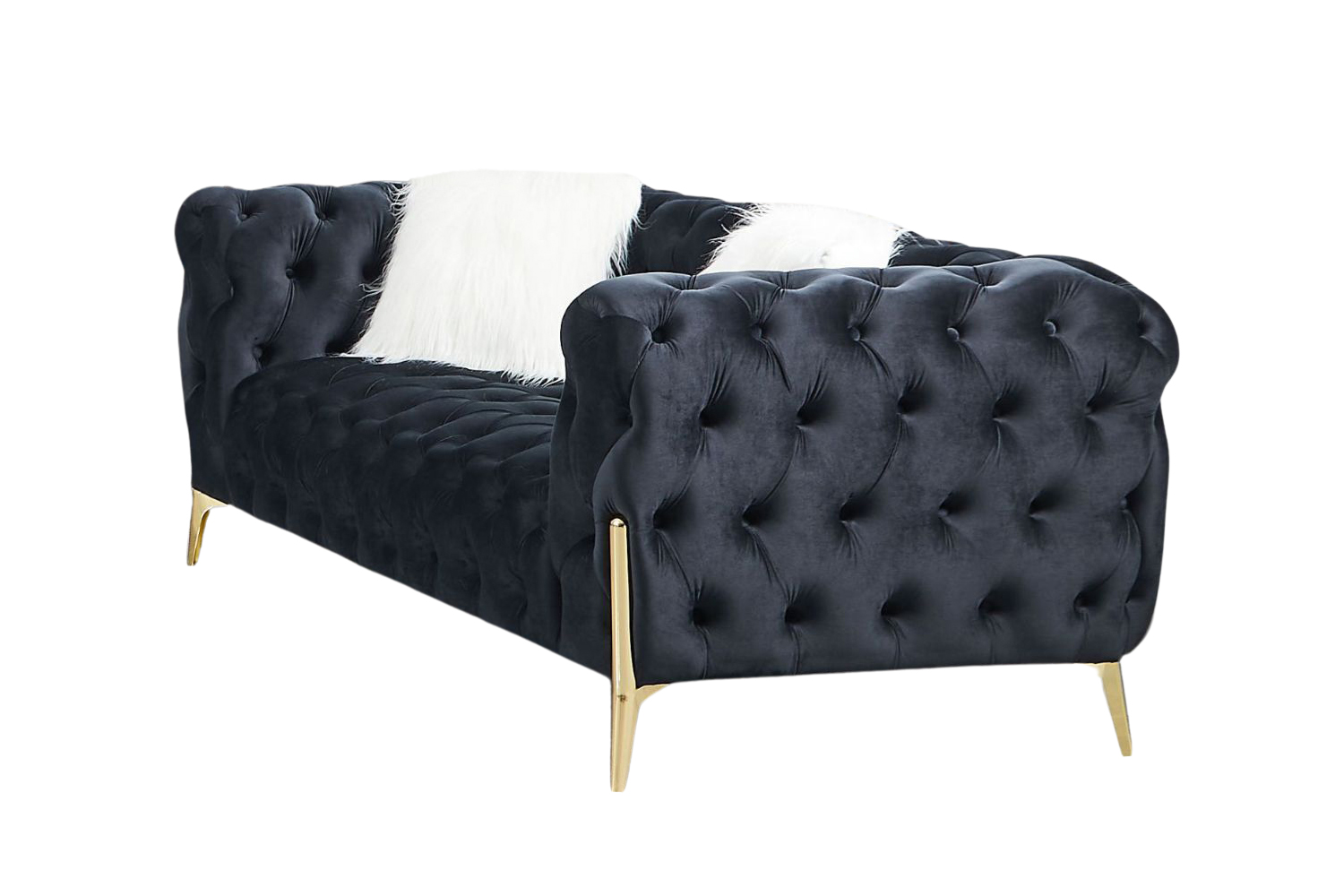 NORFOLK 3+2+1 Button Tufted Velvet Sofa Range (Black)
