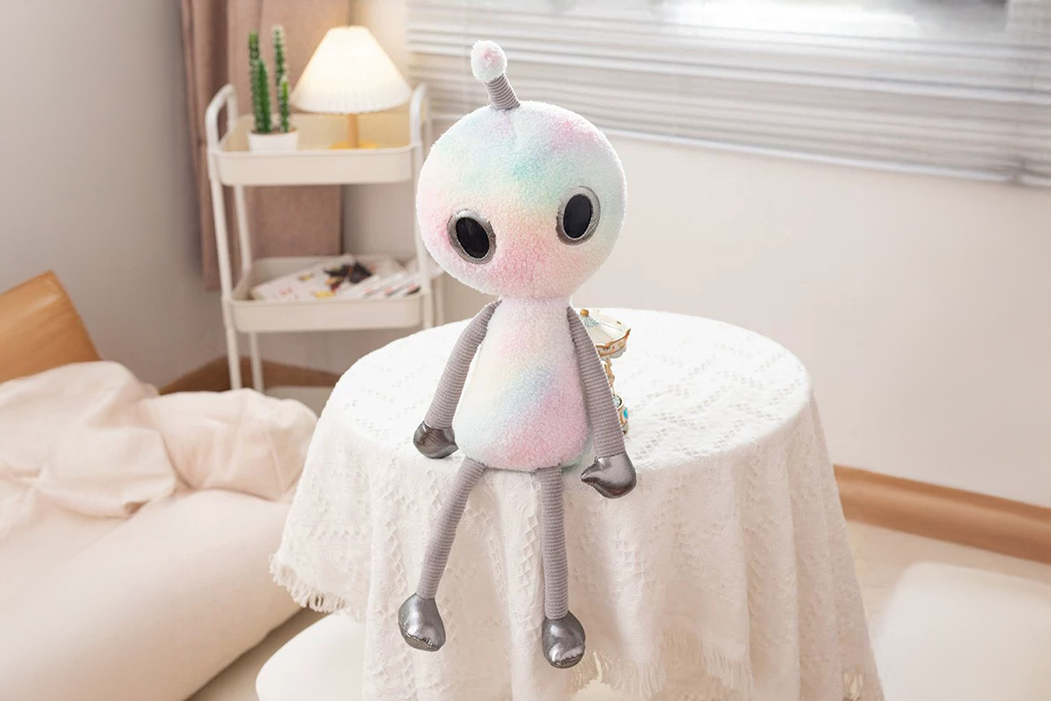 ALIEN Teddy Fabric Plush Cushion (Pink/Purple)