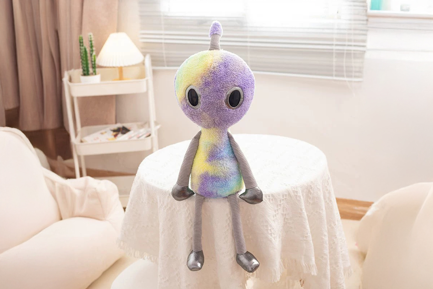 ALIEN Teddy Fabric Plush Cushion (Pink/Purple)