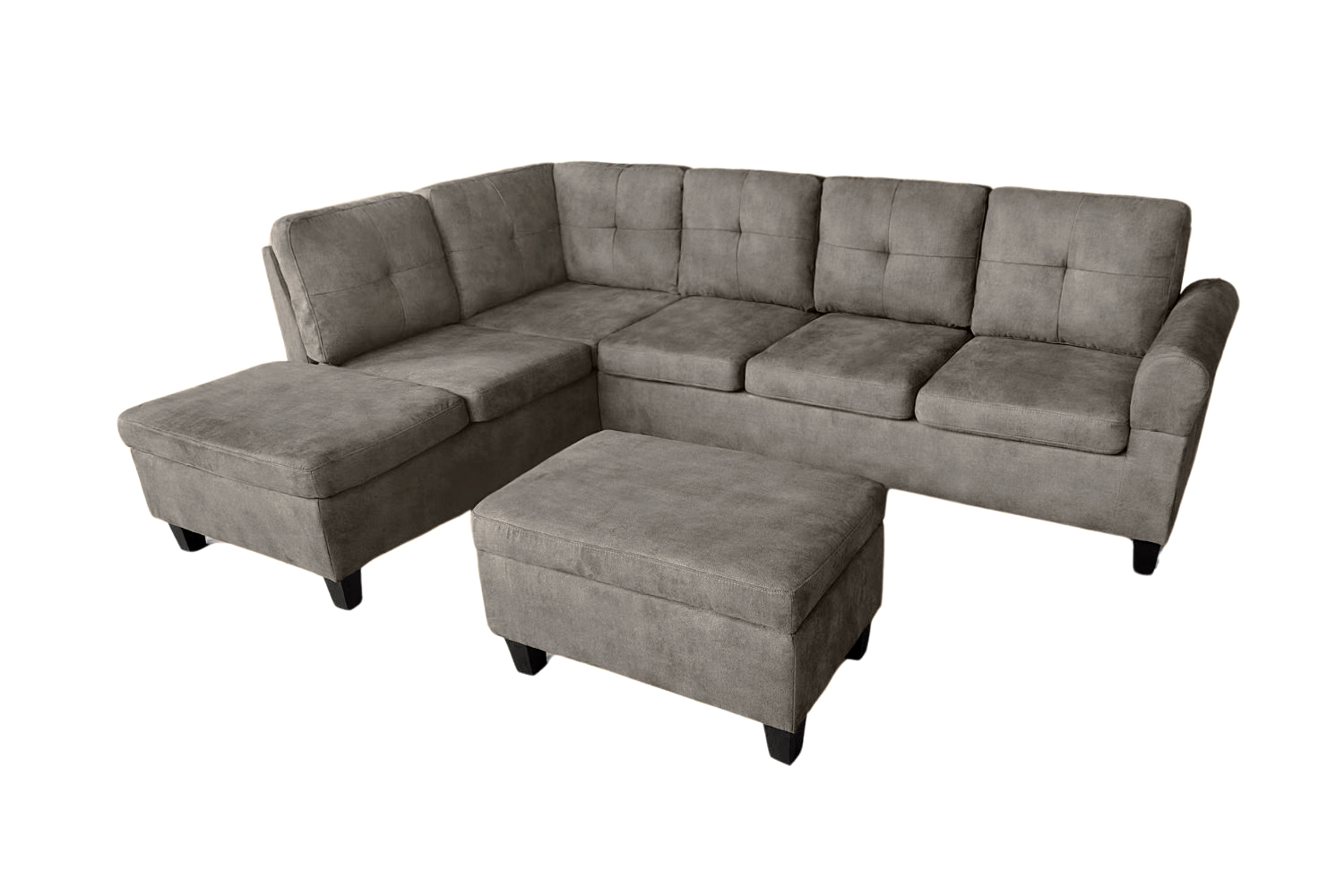 HALSTON Reversible Chaise Sectional Sofa with Storage Ottoman