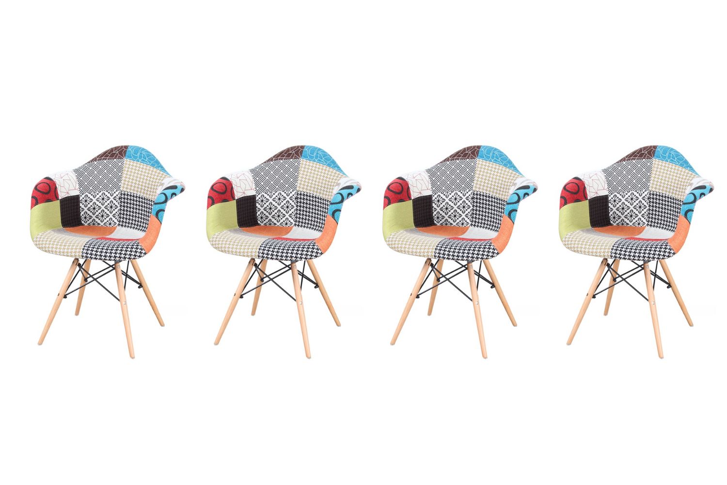 DAW Replica Eames Dining Arm Chair in Patch Fabric - Each