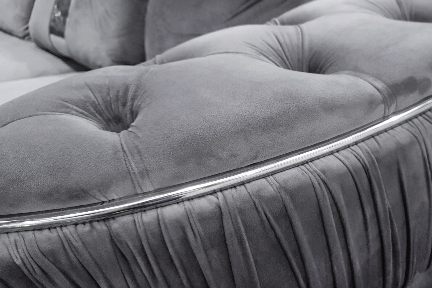 PIEDMONT 3/2/1 Seater Chesterfield Velvet Sofa Range (Grey)