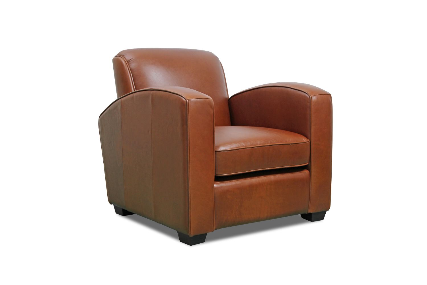 HEMINGWAY 100% Genuine Silky Aniline Leather Club Chair