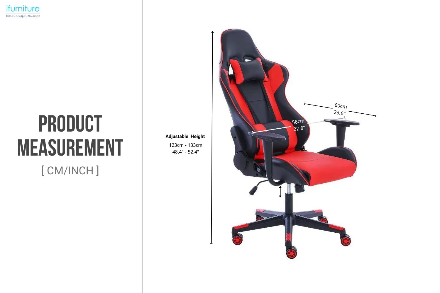 RAIDERS Swivel Gaming Chair (Red with Black)