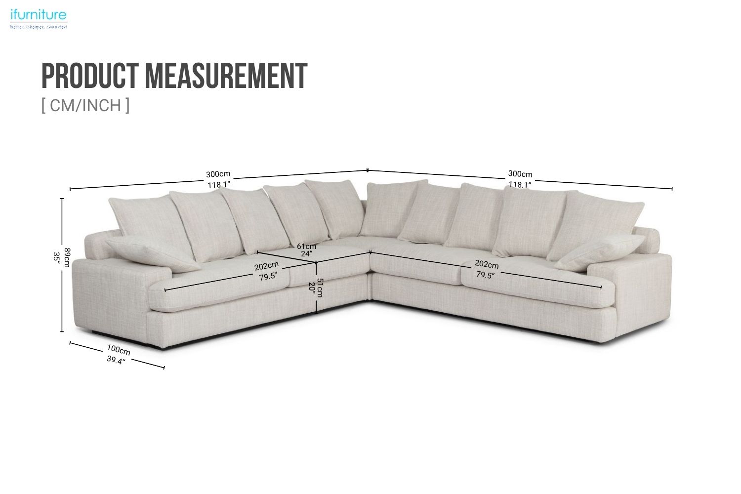 MOANA Feather-Filled Corner Fabric Sofa