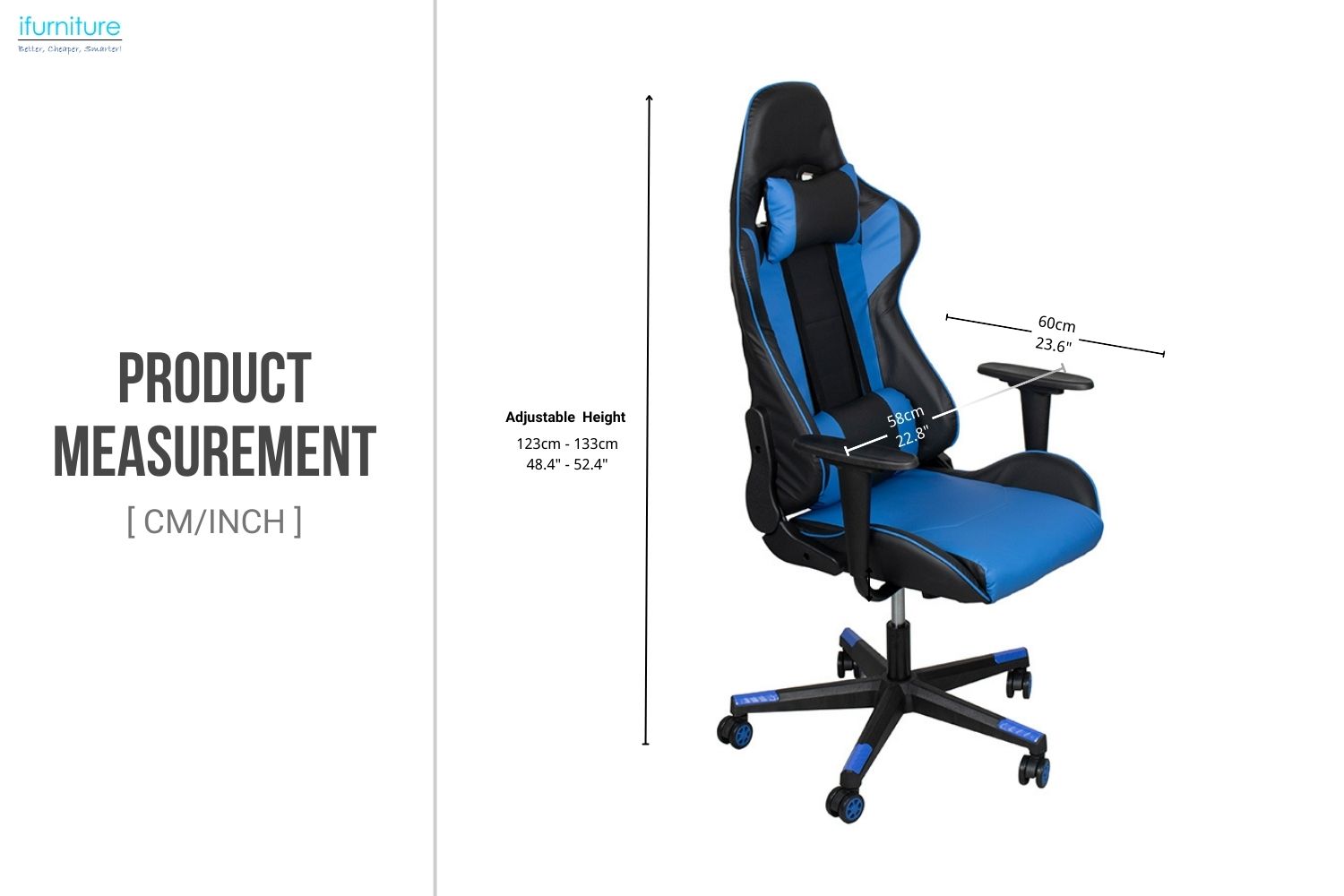 RAIDERS Swivel Gaming Chair (Blue with Black)