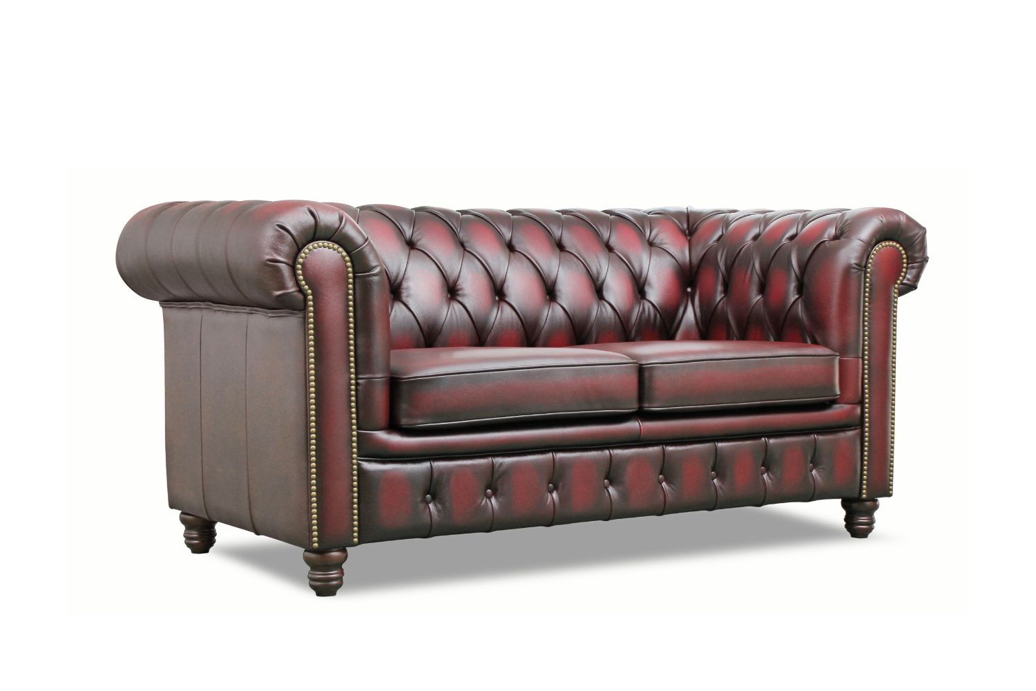 WILLIFORD 100% Genuine Leather Chesterfield Sofa Range (Maroon) - 3+2 ...