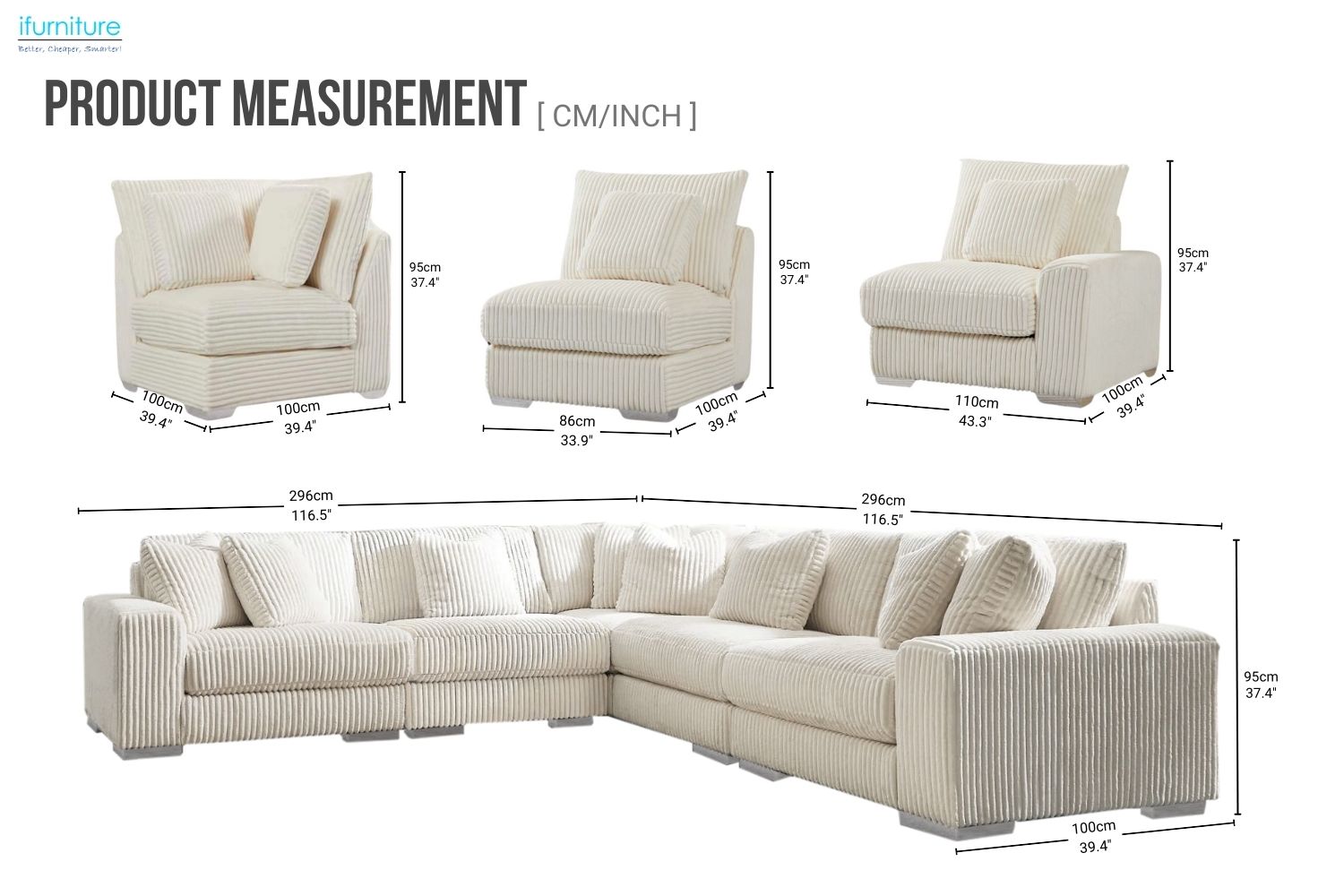 WINSTON Corduroy Modular Sofa (Beige)