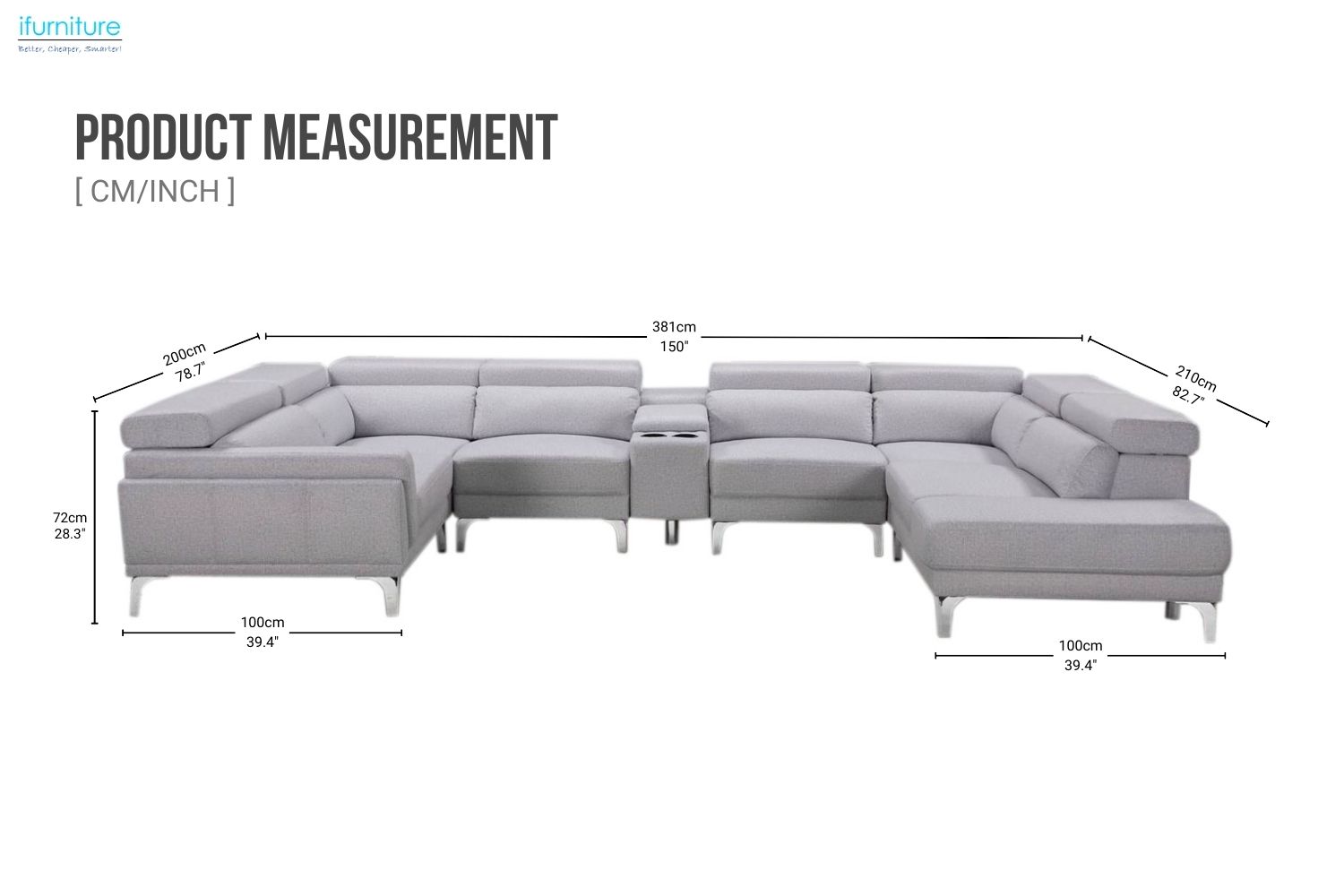 HAMILTON Sectional Modular Sofa (Light Grey)