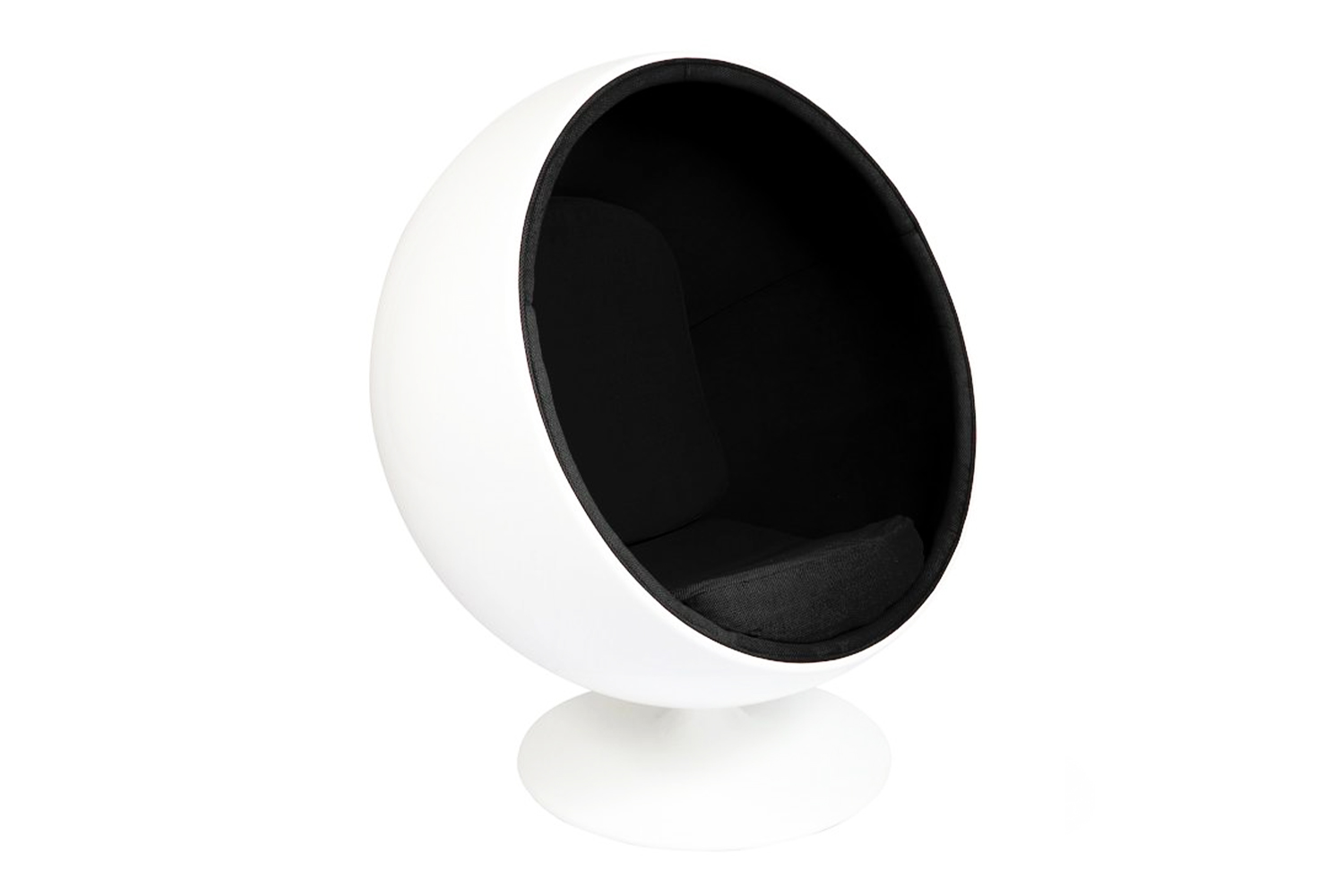 REPLICA Fiber Glass & Cashmere BALL Chair (White Shell with Black ...