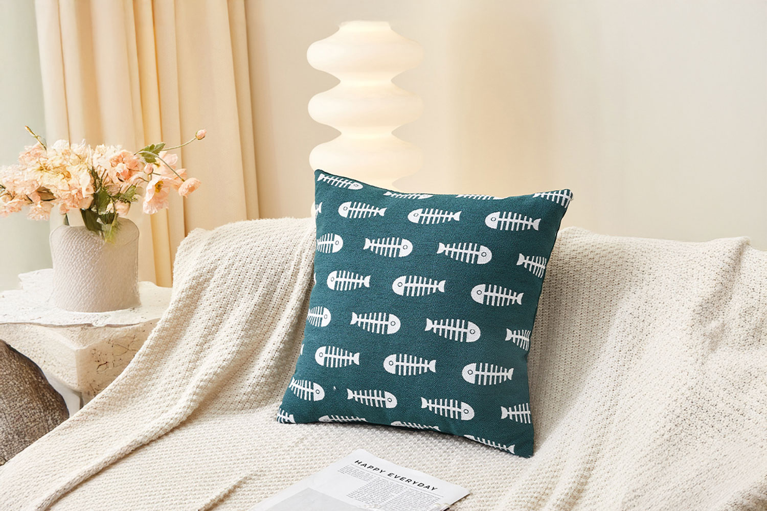 COLORFUL Fish Loop Yarn Cushion with Inner in Multiple Colors(45x45cm)