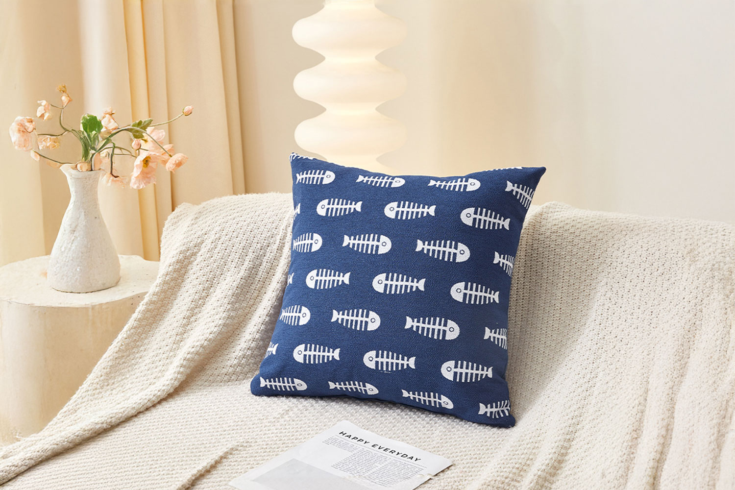 COLORFUL Fish Loop Yarn Cushion with Inner in Multiple Colors(45x45cm)