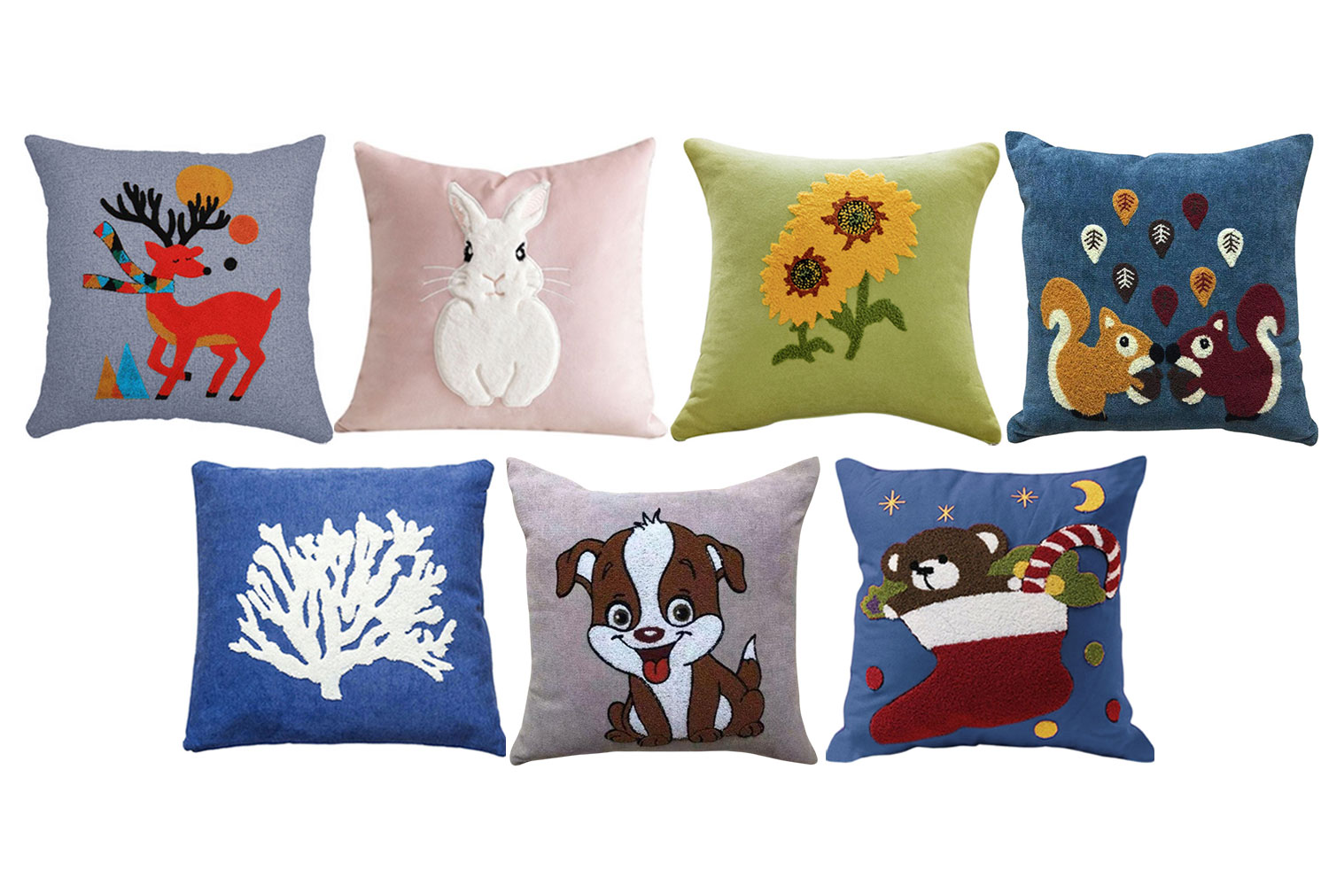 EMBROIDERY Linen Cushion with Inner in Multiple Colors (45x45cm ...