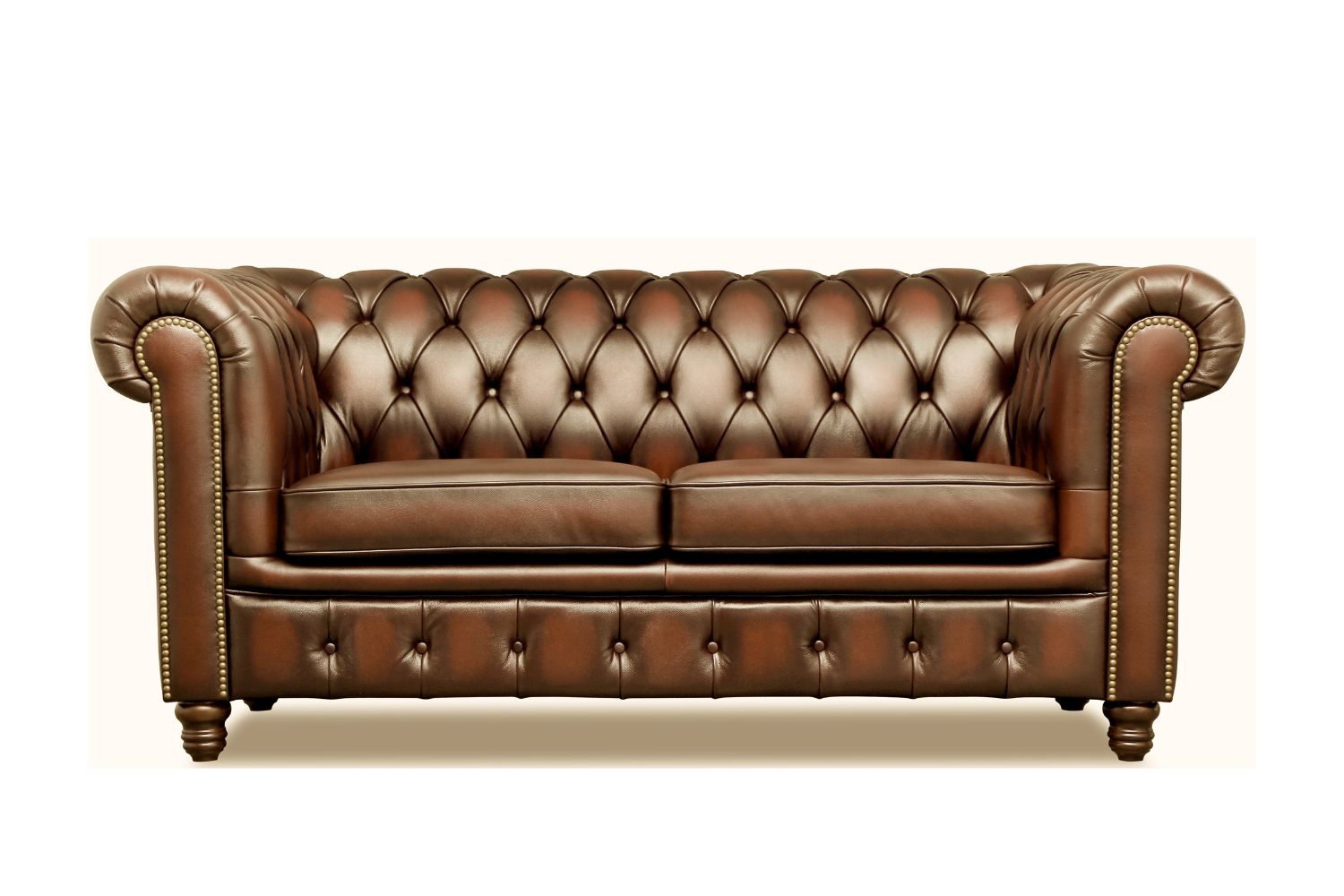 WILLIFORD 3/2 Seater 100% Genuine Leather Chesterfield Sofa Range (Tobacco)