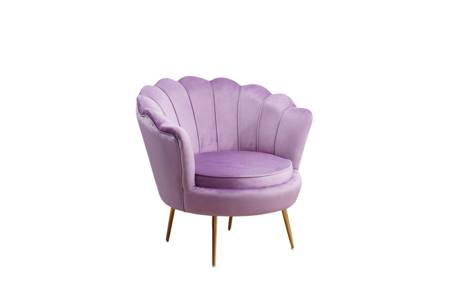 EVELYN Curved Flared Accent Velvet Chair (Violet/Purple)