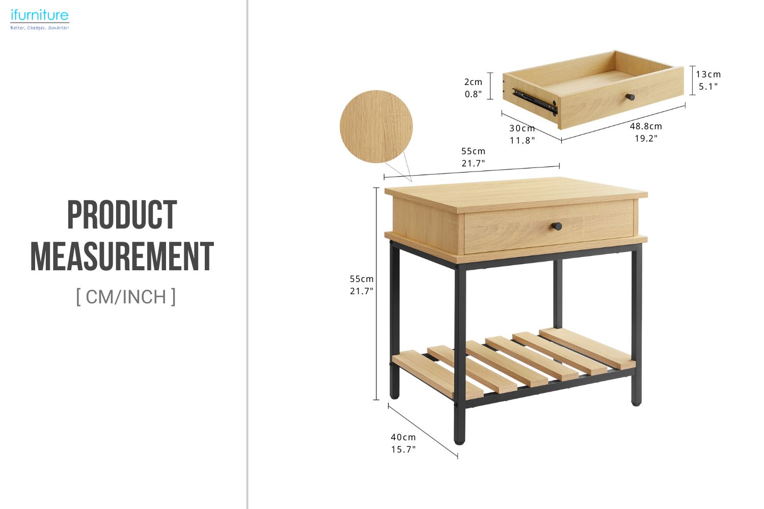 MANZA 1-Drawer End Table