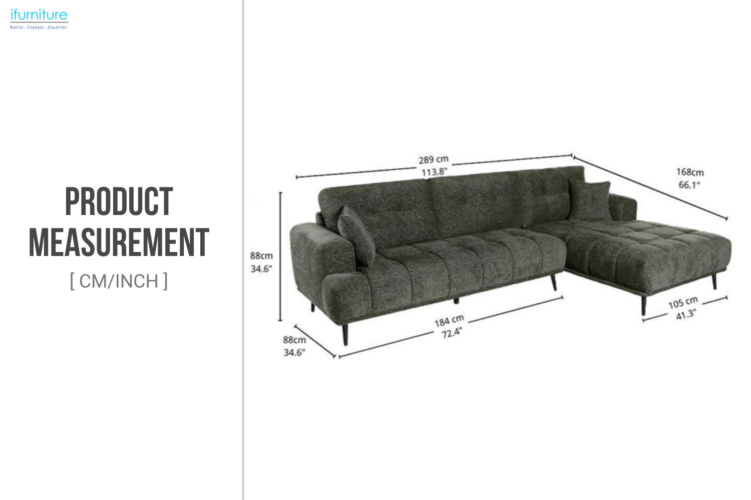 LAWTON Fabric Sectional Sofa