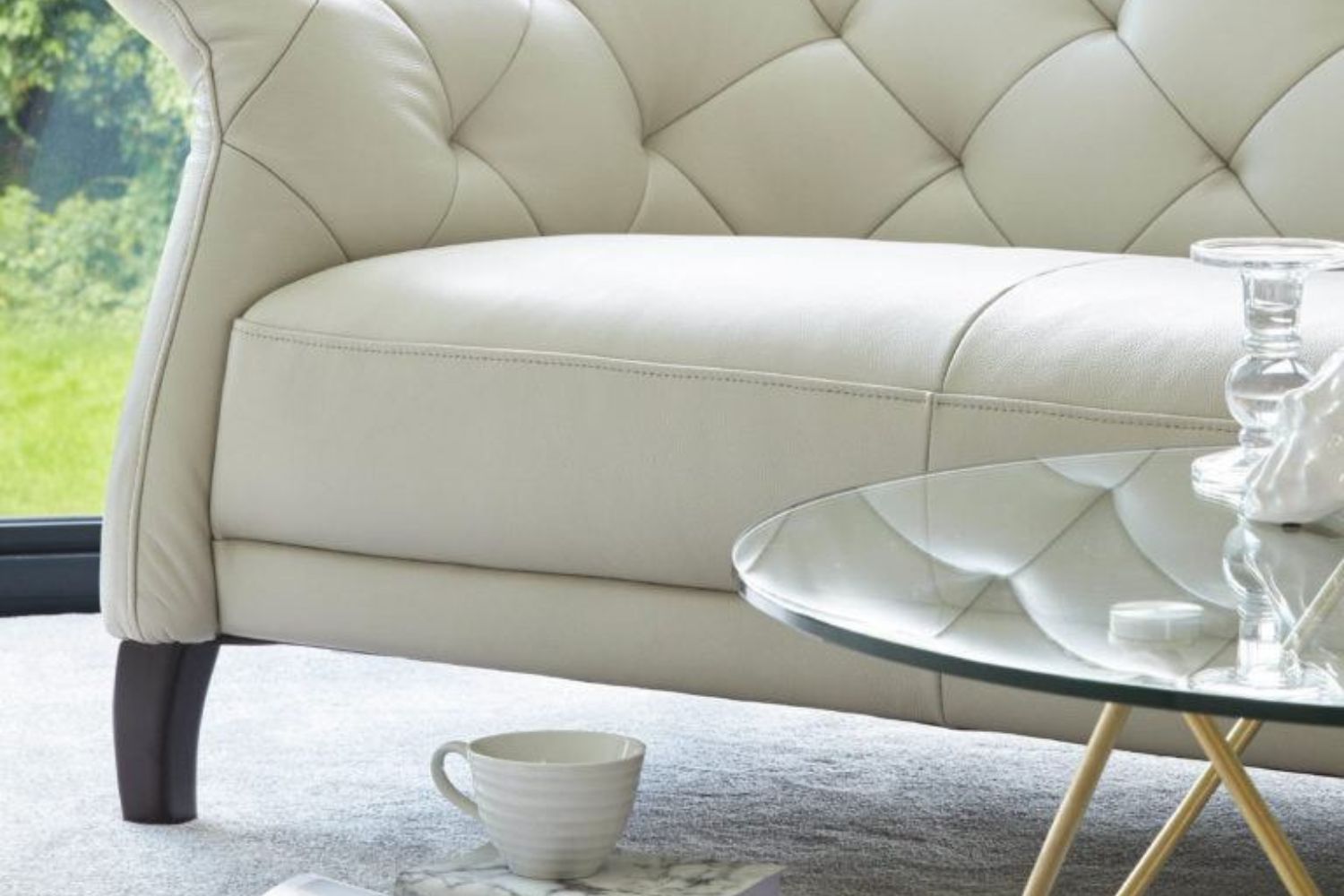 [FLOOR MODEL CLEARANCE] TORONTO 100% Genuine Leather Button Tufted ...