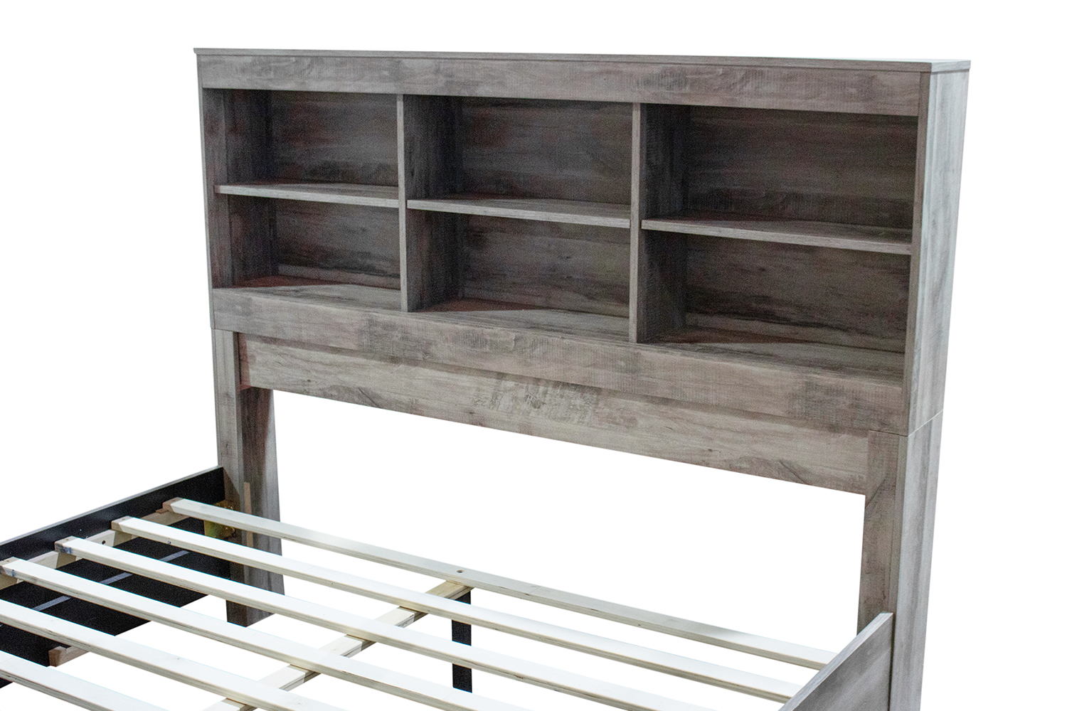 AGILENT Storage Bed Frame with Built-in Shelves Combo Set in Queen Size