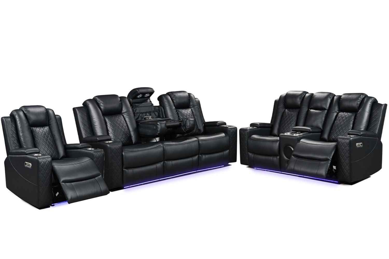 MONROSE Air Leather Dual Motor Reclining Sofa Range (Black) - 3 Seat ...
