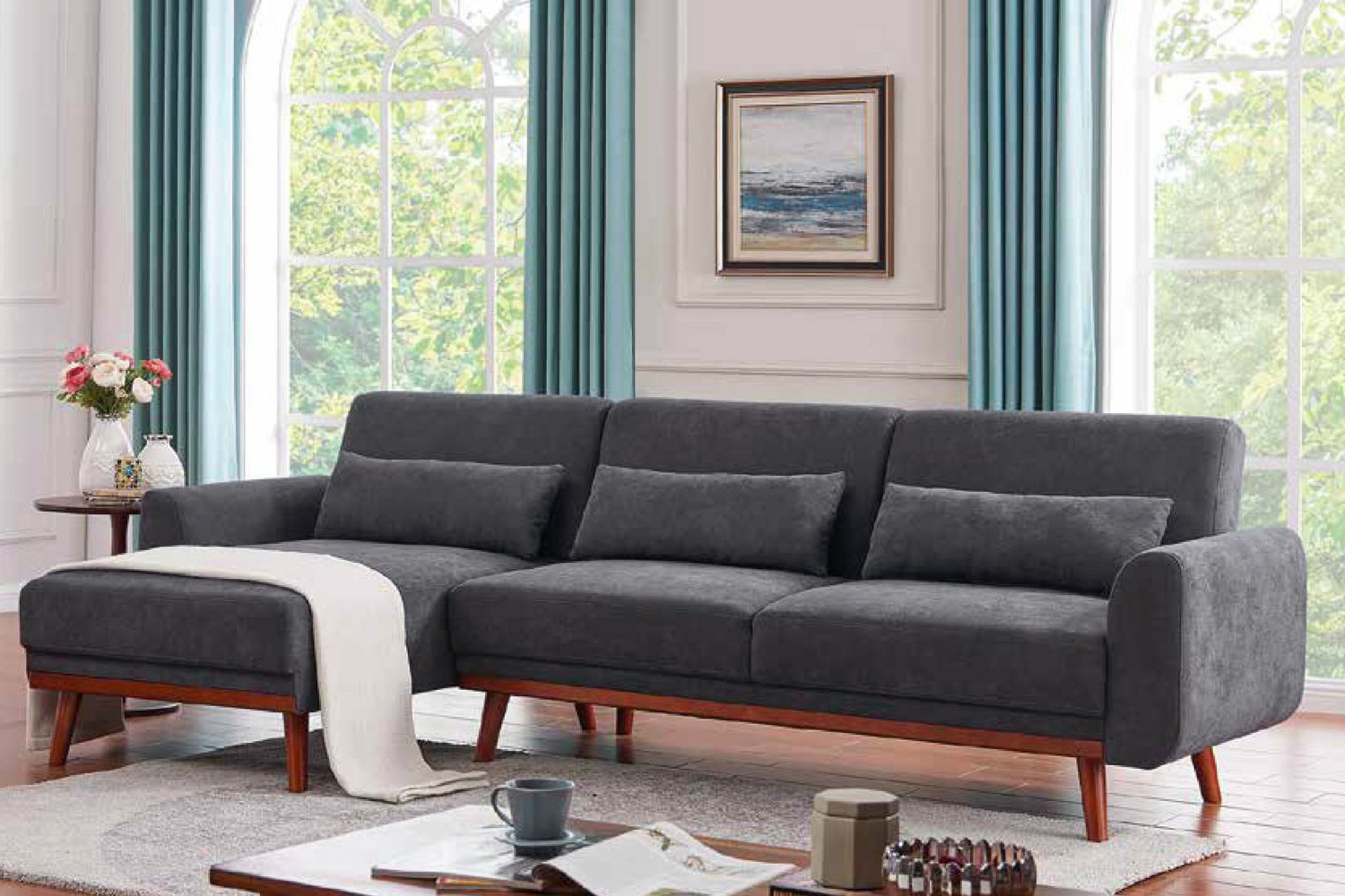 TARA Fabric Reversible Sectional Sofa Bed