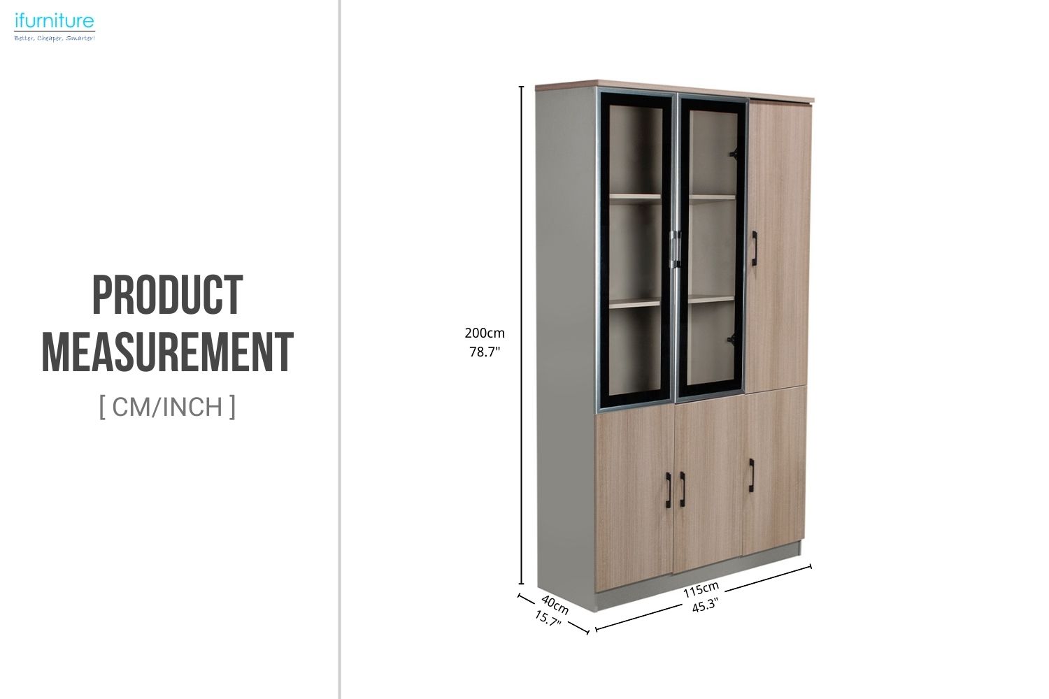 FOCUS Office System 3-Door Bookshelf & Display Unit