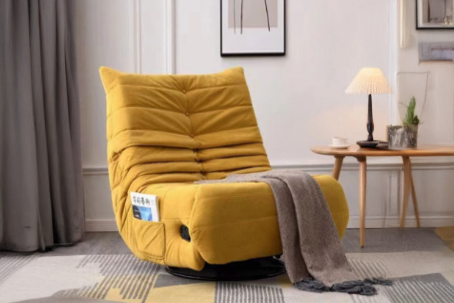 REPLICA TOGO 360° Swivel Reclining and Rocking Lounge Chair (Yellow)