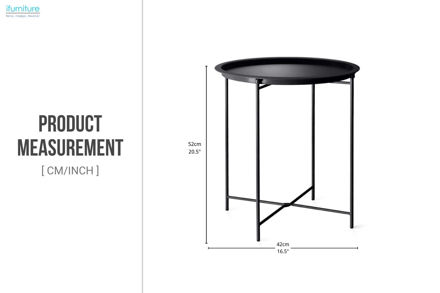 AZUMI Removable Tray Side Table (Black)
