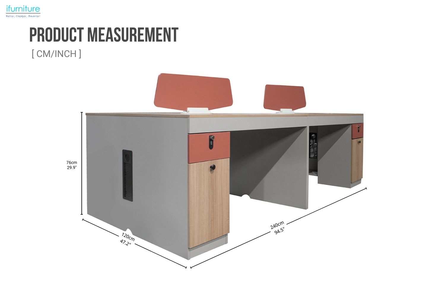 FOCUS 240 Office System 4-Seater Desk with Cabinets