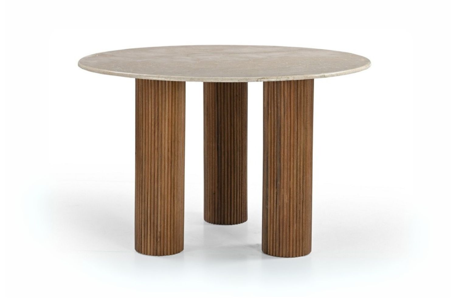 BLIX D120 Mango Wood Round Dining Table With Marble Top
