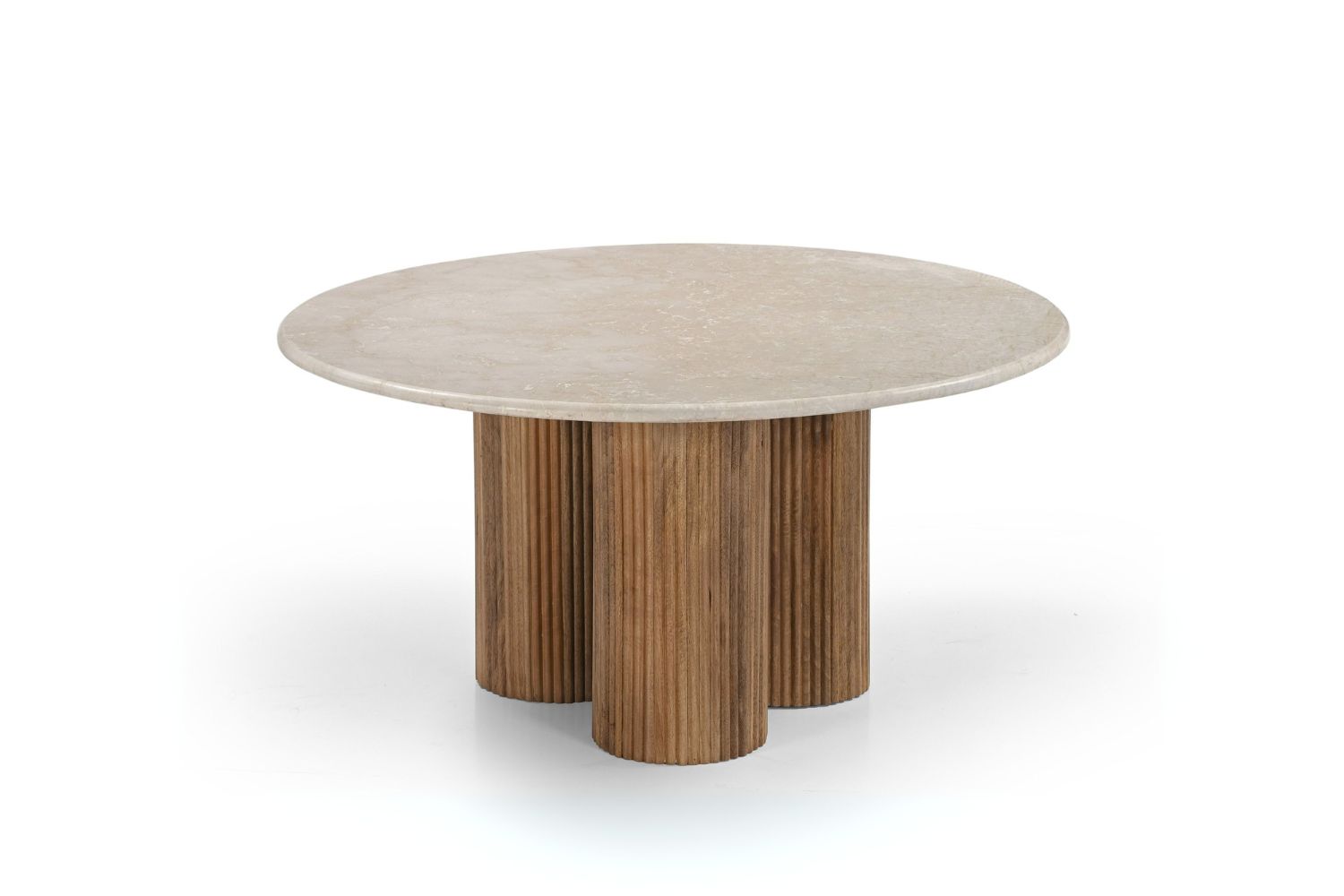 BLIX D68 Mango Wood Round Coffee Table With Marble Top