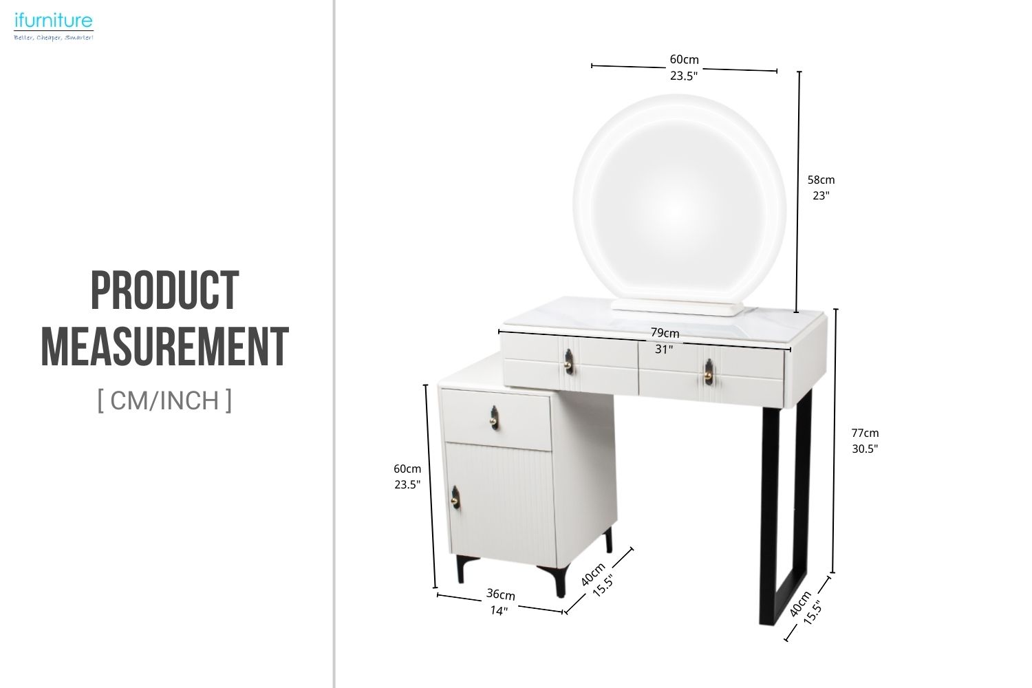 LOLLY Dressing Table with LED Mirror