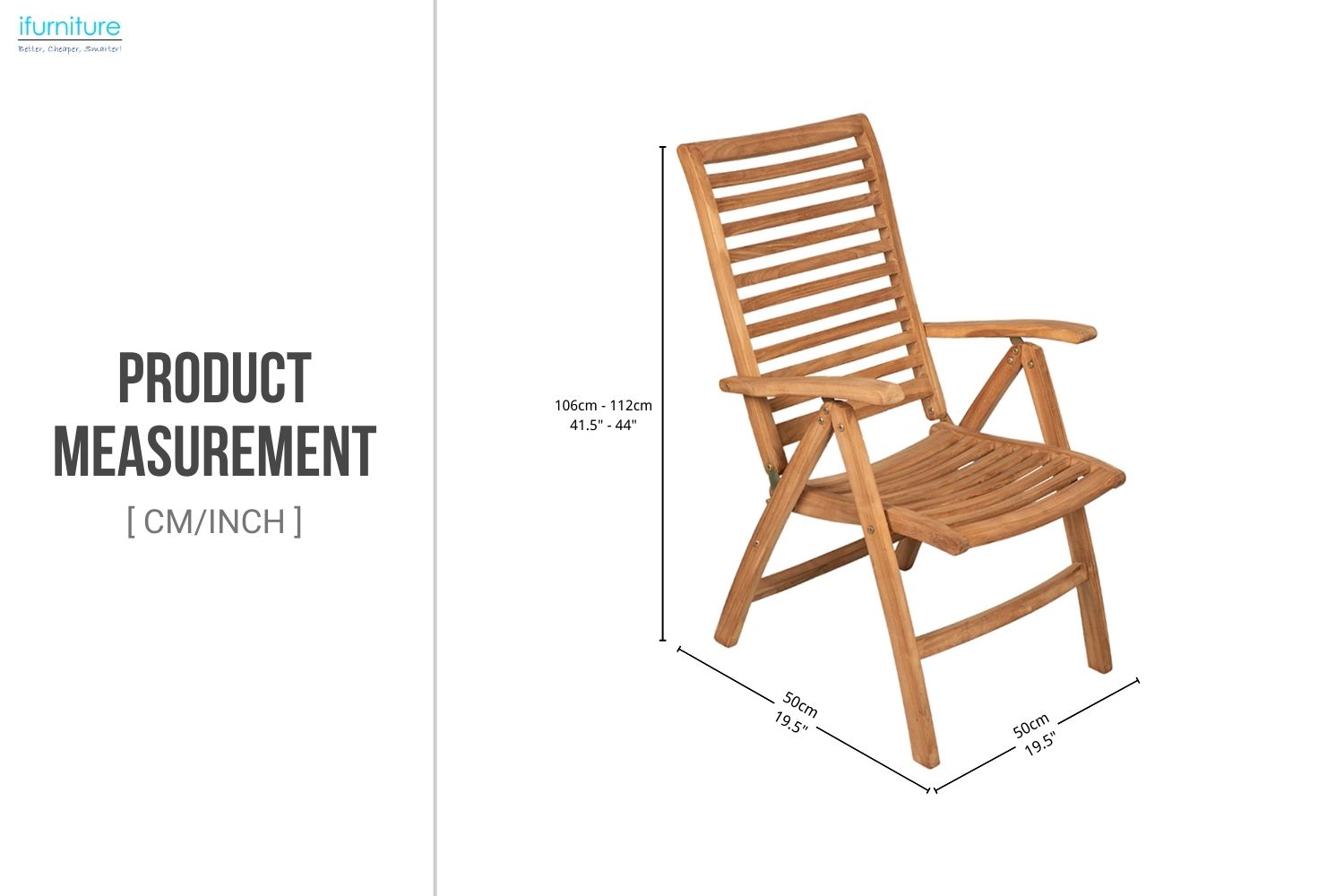 BALI Solid Teak Wood Reclining Chair