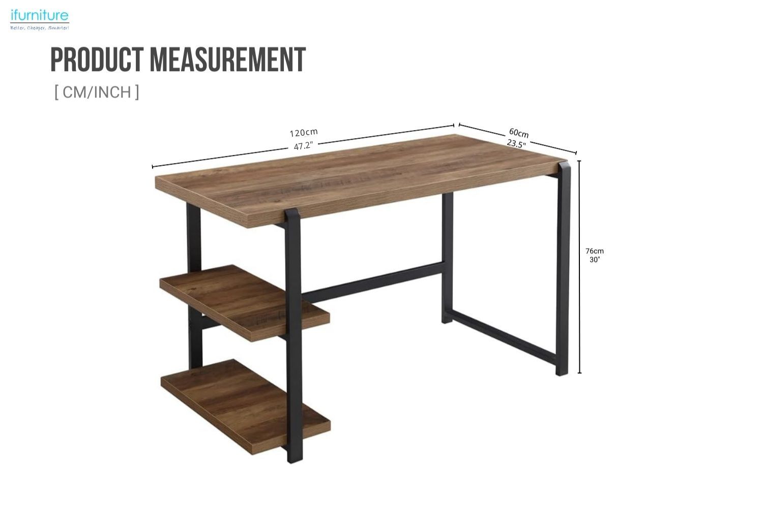 JILLIAN 120 Computer Office Desk with Reversible Shelf
