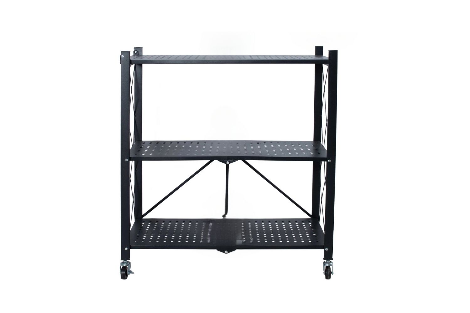NNEVL 87x71cm 3-Tier Foldable Shelves with Wheels