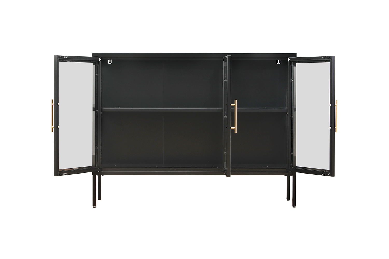 STARK Steel Frame 90x120cm 3-Door Transparent Glass Display Cabinet (Black)
