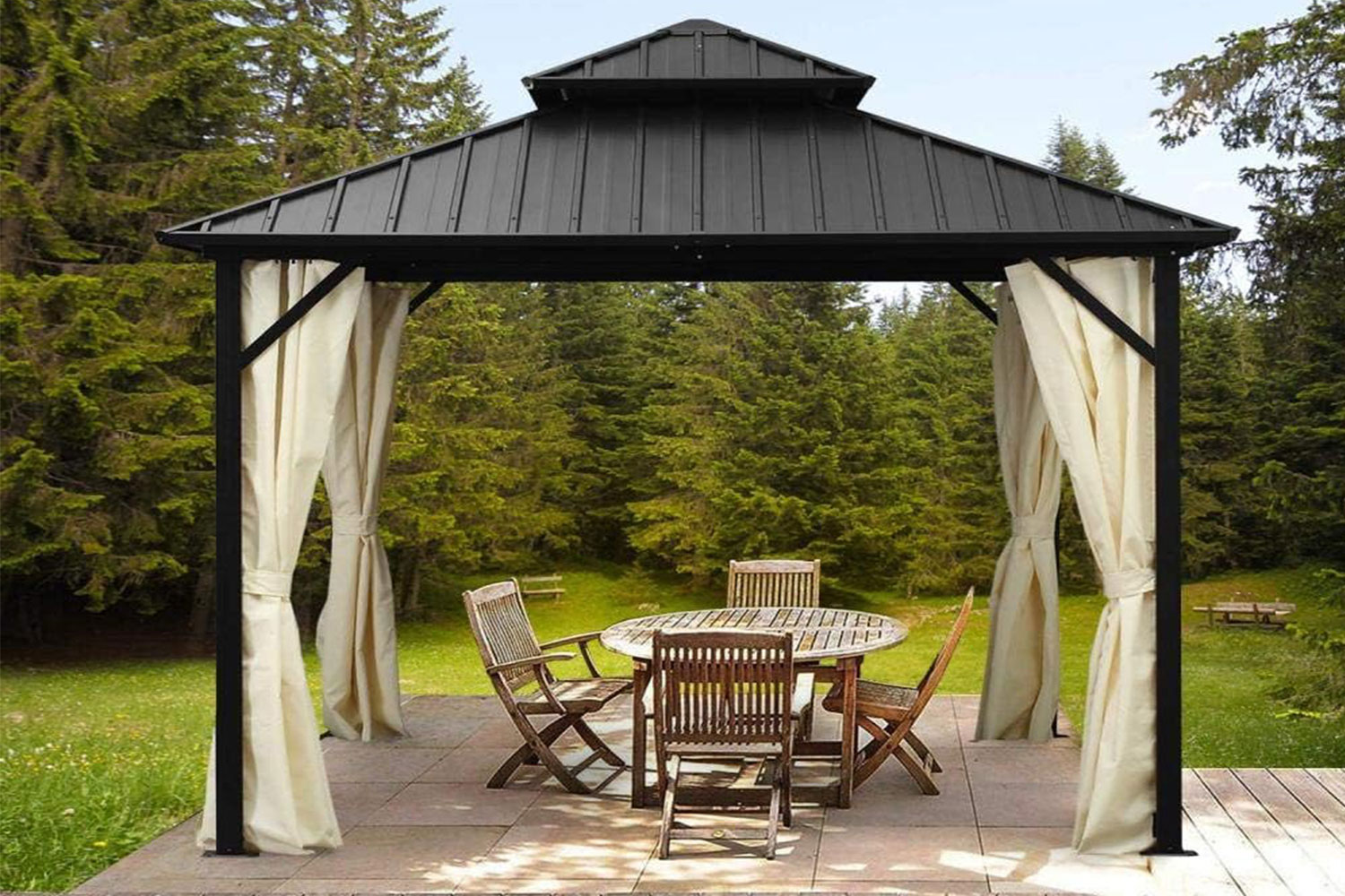 BROOME 300x300 Double Roof Gazebo with Aluminum Stakes