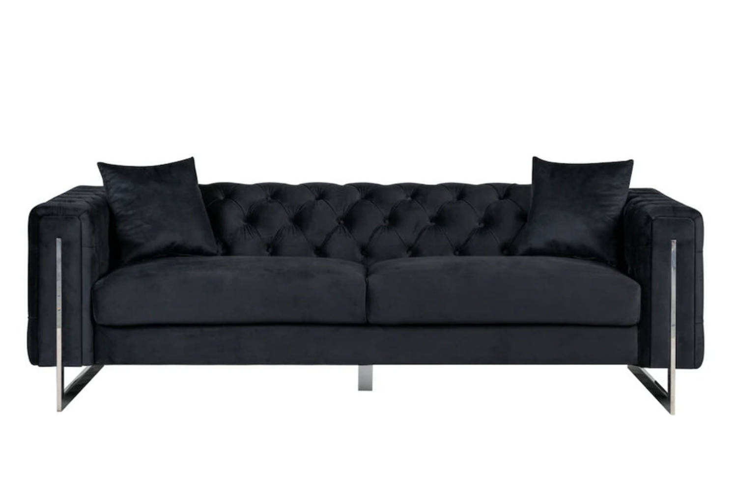 [FLOOR MODEL CLEARANCE] ASTRA 3-Seater Velvet Sofa (Black)