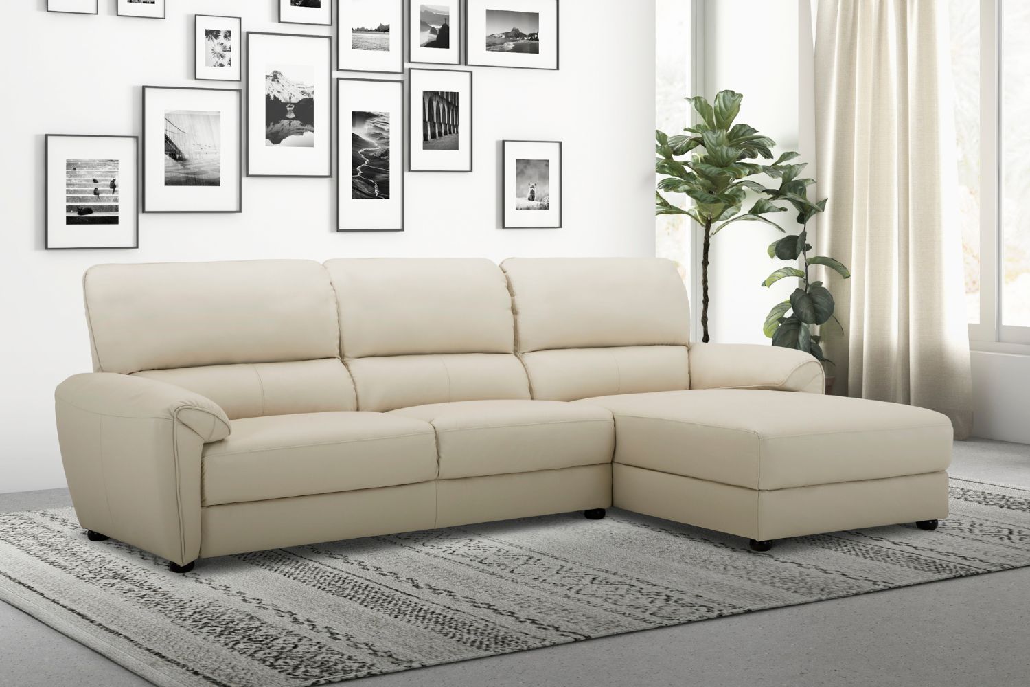 [FLOOR MODEL CLEARANCE]SUNRISE 100% Genuine Leather Sectional Sofa