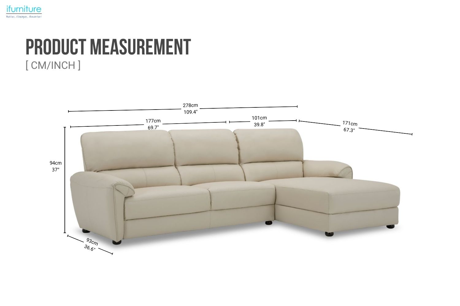 [FLOOR MODEL CLEARANCE]SUNRISE 100% Genuine Leather Sectional Sofa