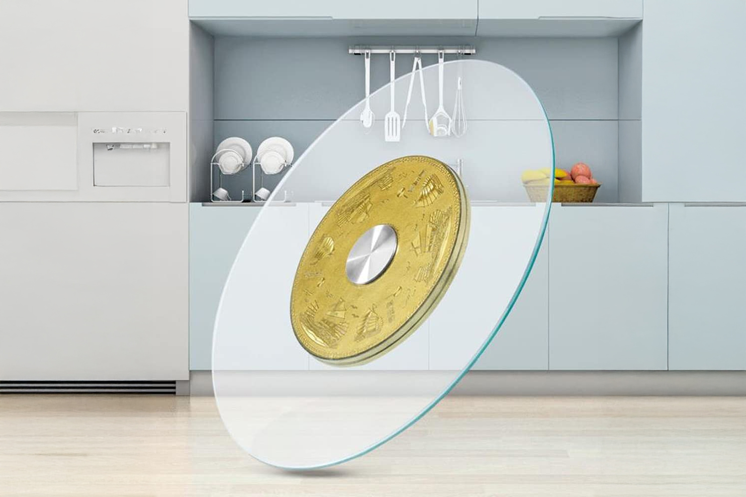 RORY D80 Round Tempered Glass Lazy Susan Turntable