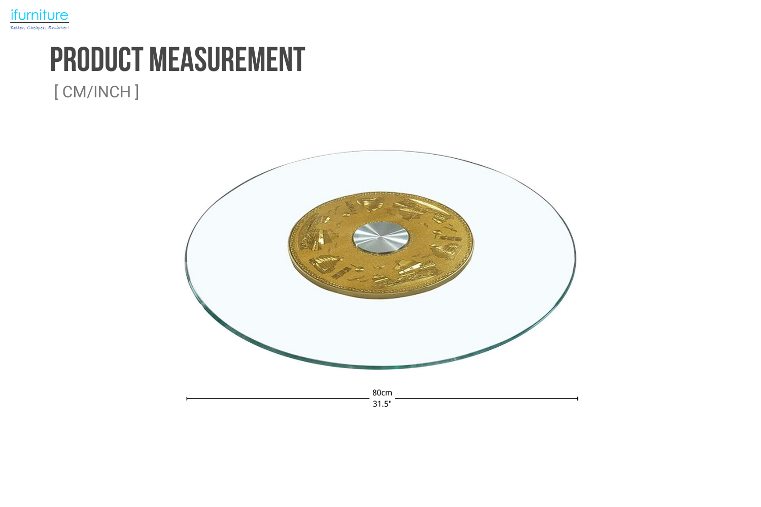 RORY D80 Round Tempered Glass Lazy Susan Turntable