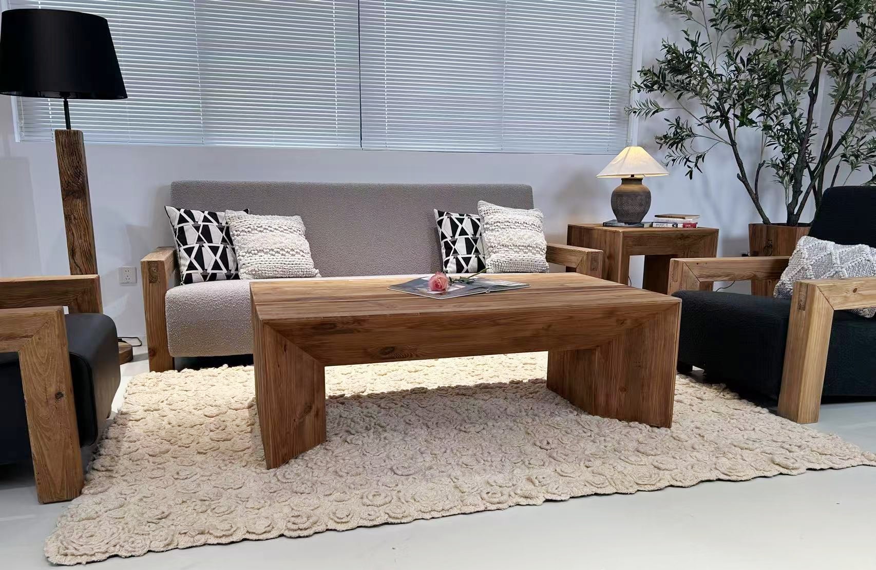 ROWAN 100% Reclaimed Pine Wood Coffee Table (135x75cm)