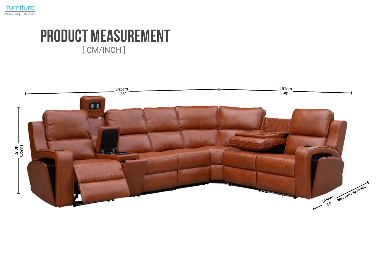 FARMLYN Electric Adjustable Seat Reclining Corner Sofa/Modular Sofa ...