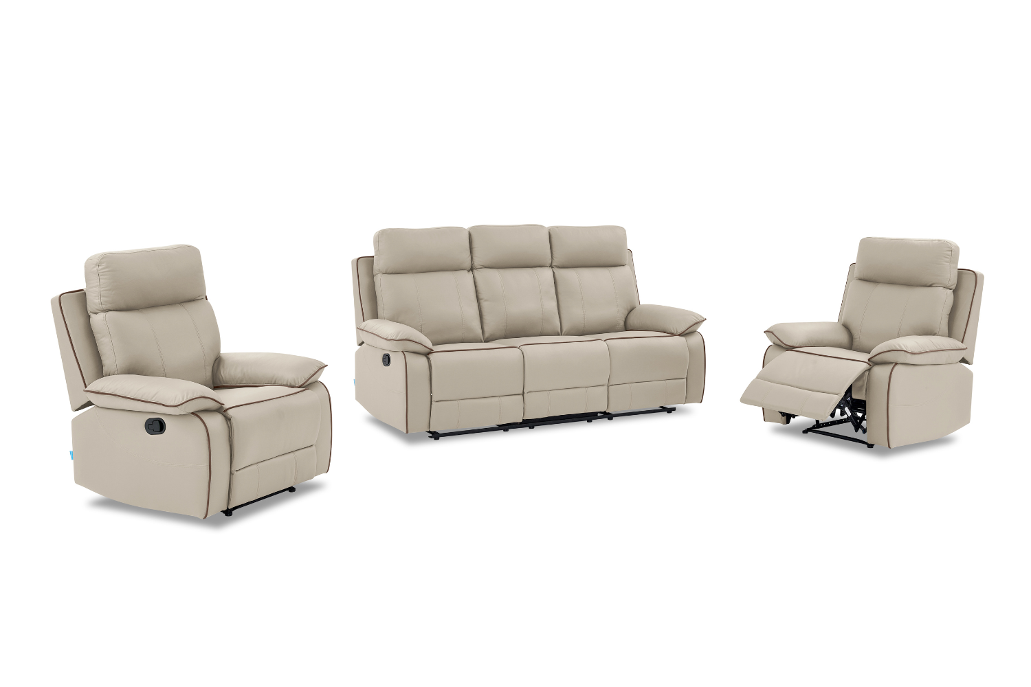 SORIANO Air Leather Manual Reclining Sofa Range (Greige) - 3 Seat ...