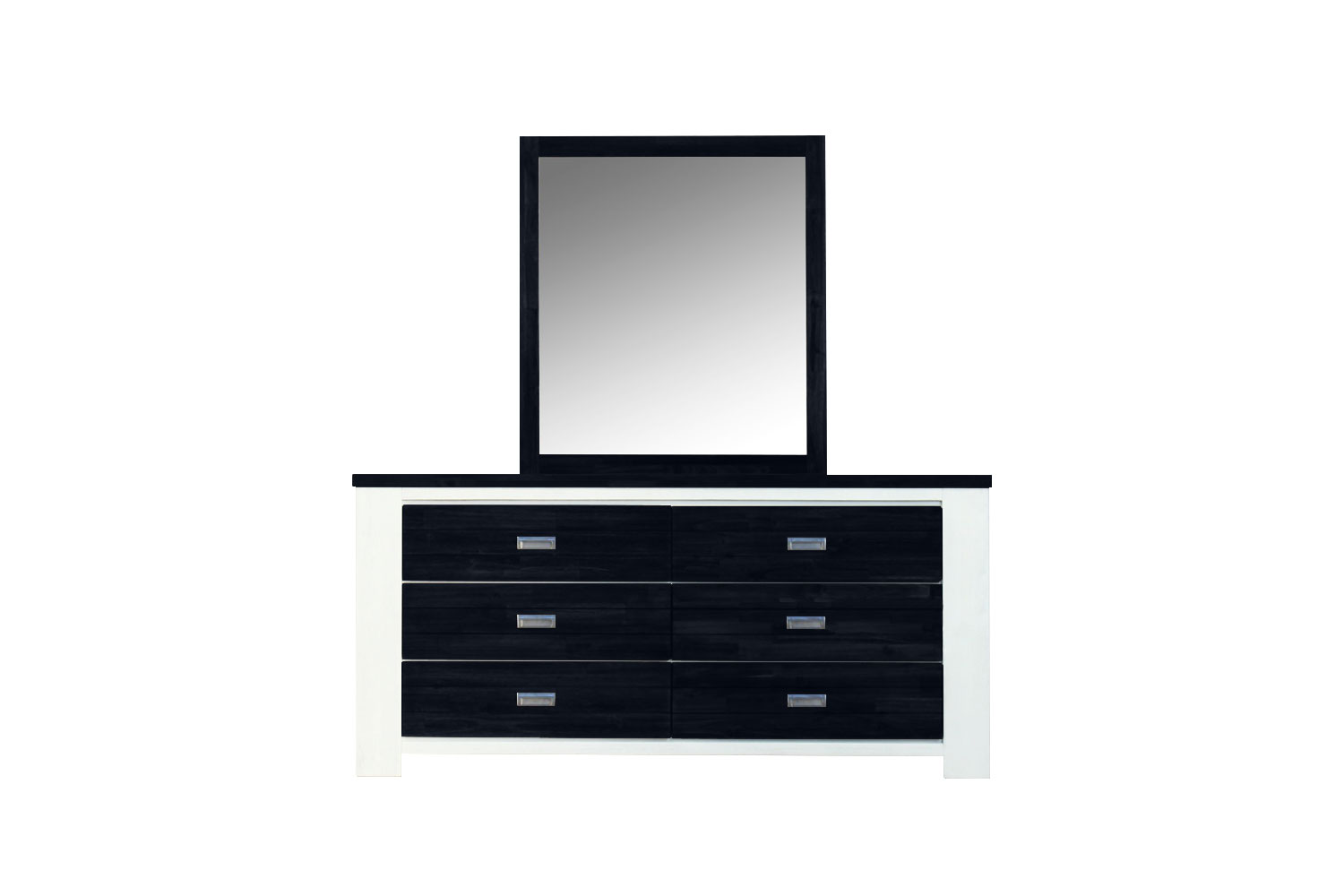FREIDA 6-Drawer Solid Acacia Wood Dresser with Mirror