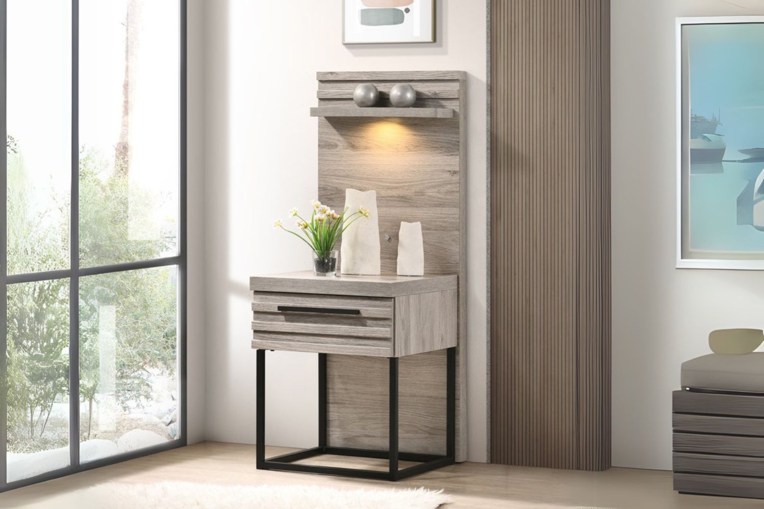 (Set of 2) WESTDEN Bedside Table with Side Pier Combo