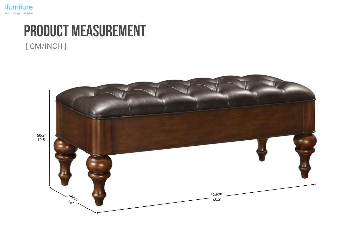 LANEY Solid Wood Tufted Storage Bench