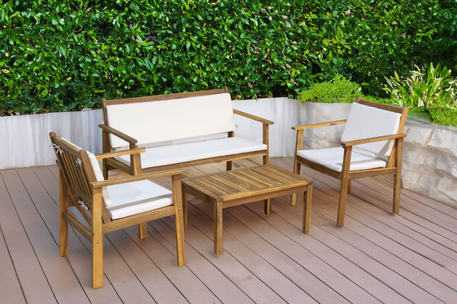 VIVA 4PC Outdoor Acacia Wood Patio Sofa Set