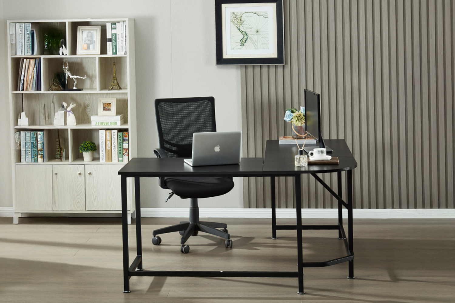 VITALI 150 L-Shaped Computer Desk (Black)